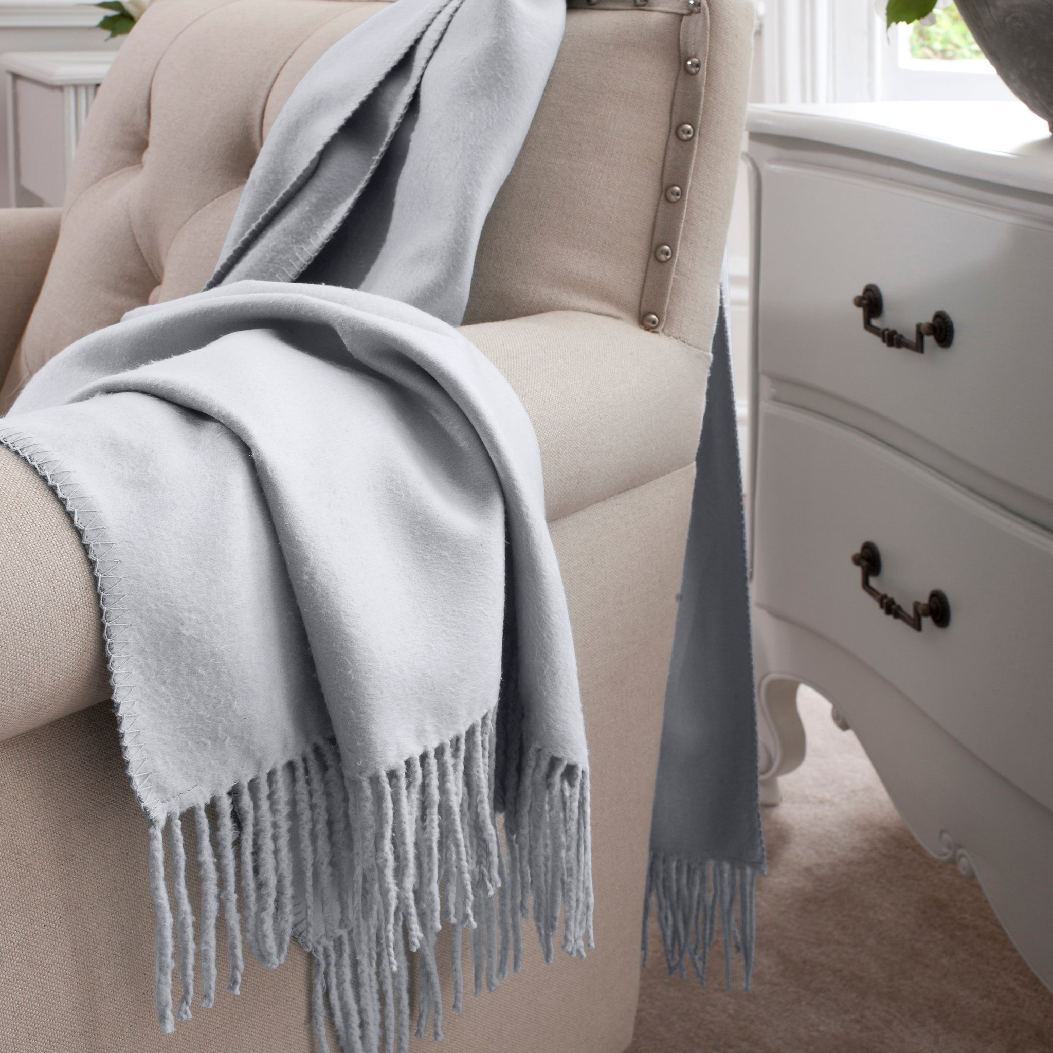 Silk Shawl Throw Grey | Jasmine Silk