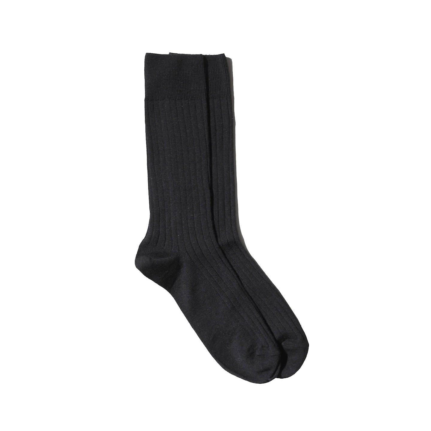 Mens Ribbed Merino Wool Socks Black | Jasmine Silk