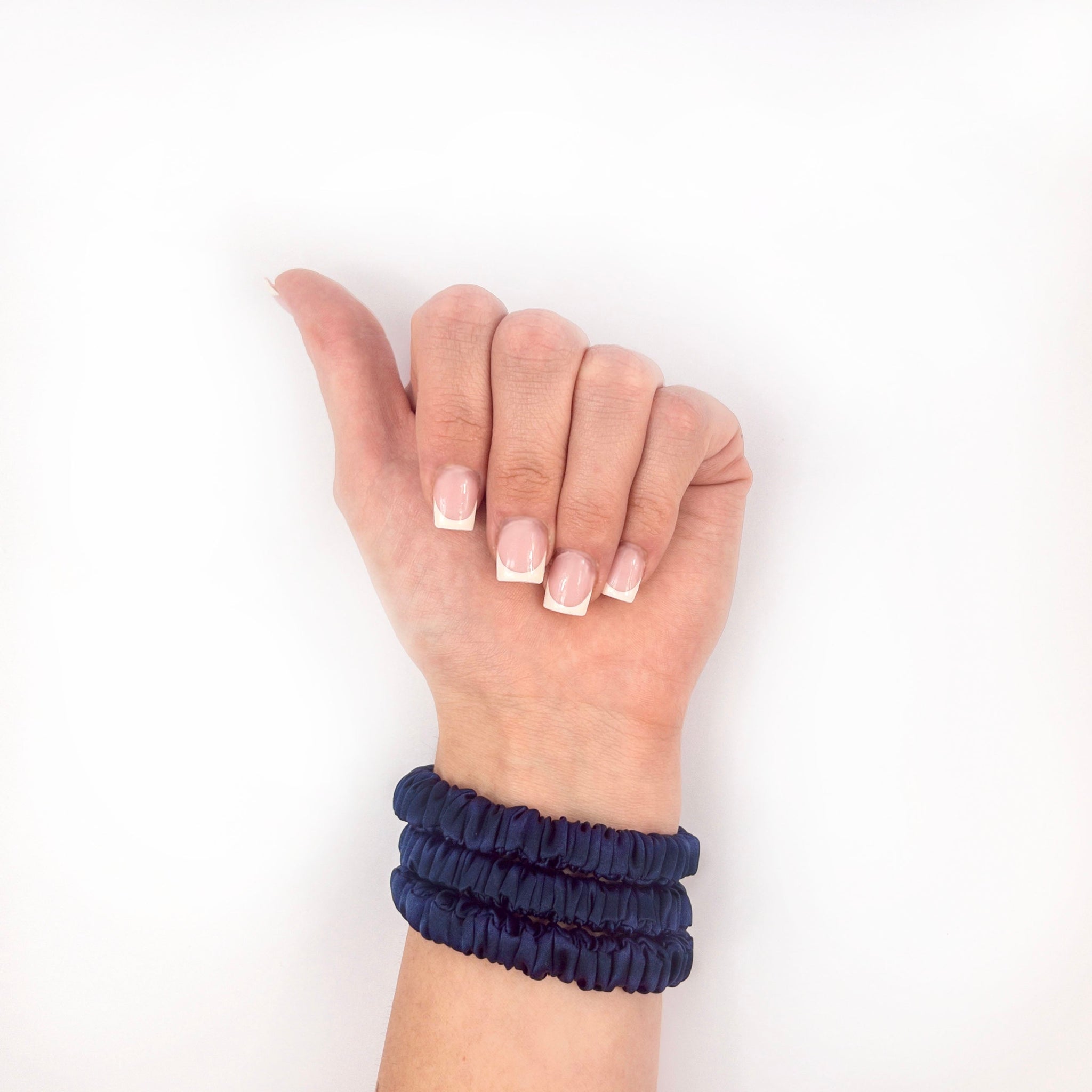 Silk Hair Scrunchie Skinny Navy | Jasmine Silk