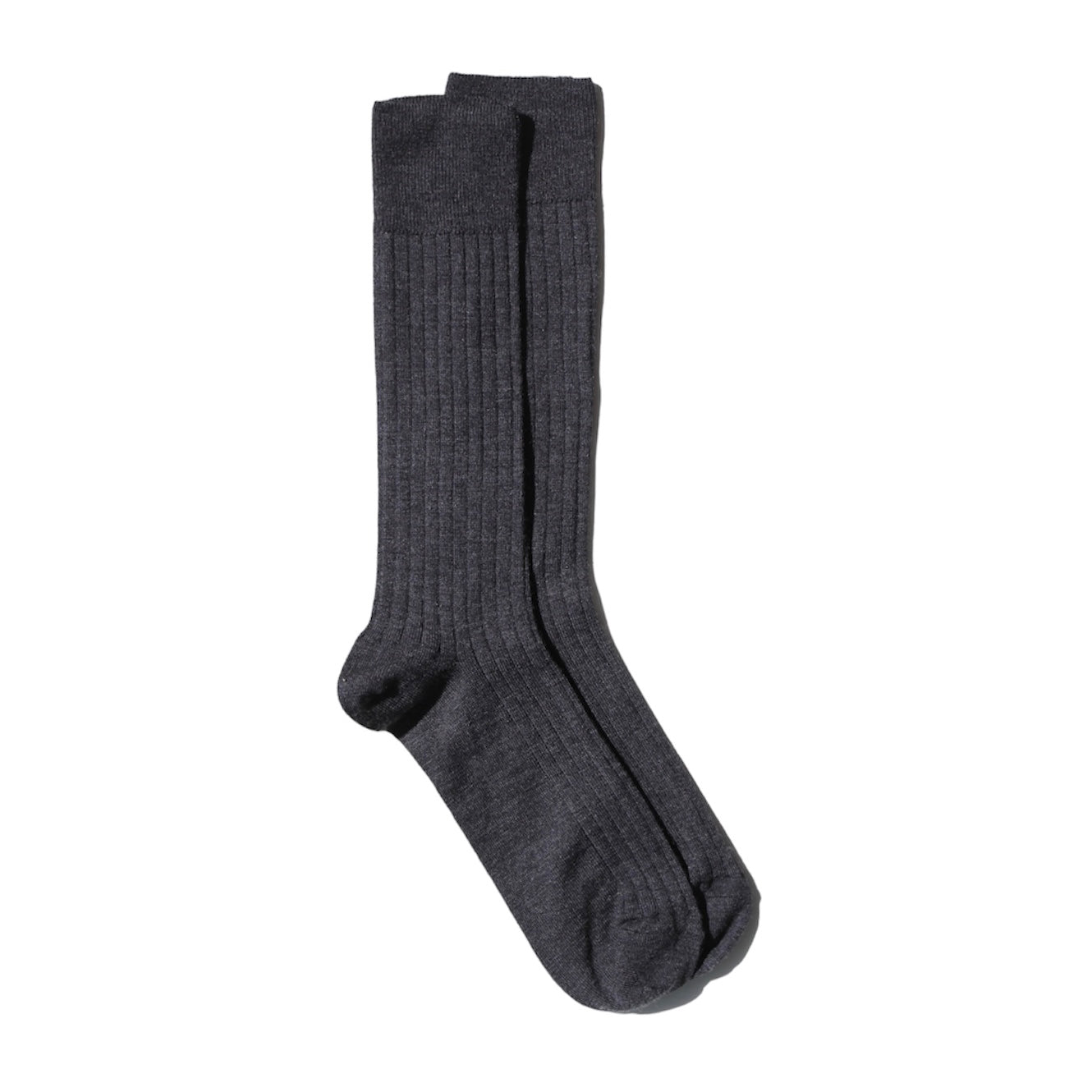 Mens Ribbed Merino Wool Socks Anthracite | Jasmine Silk