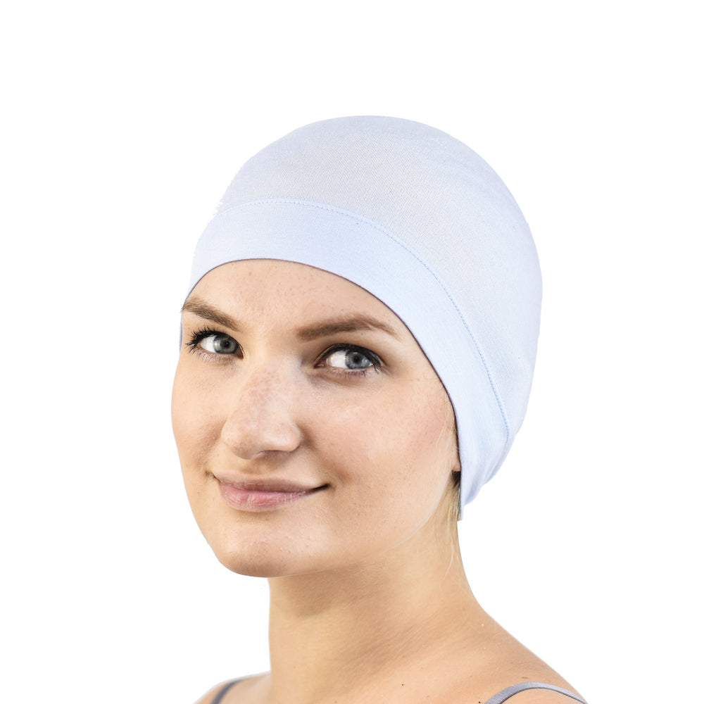 Pure Silk Sleep Cap - Suitable for Chemo & Hair Loss Light Blue ...