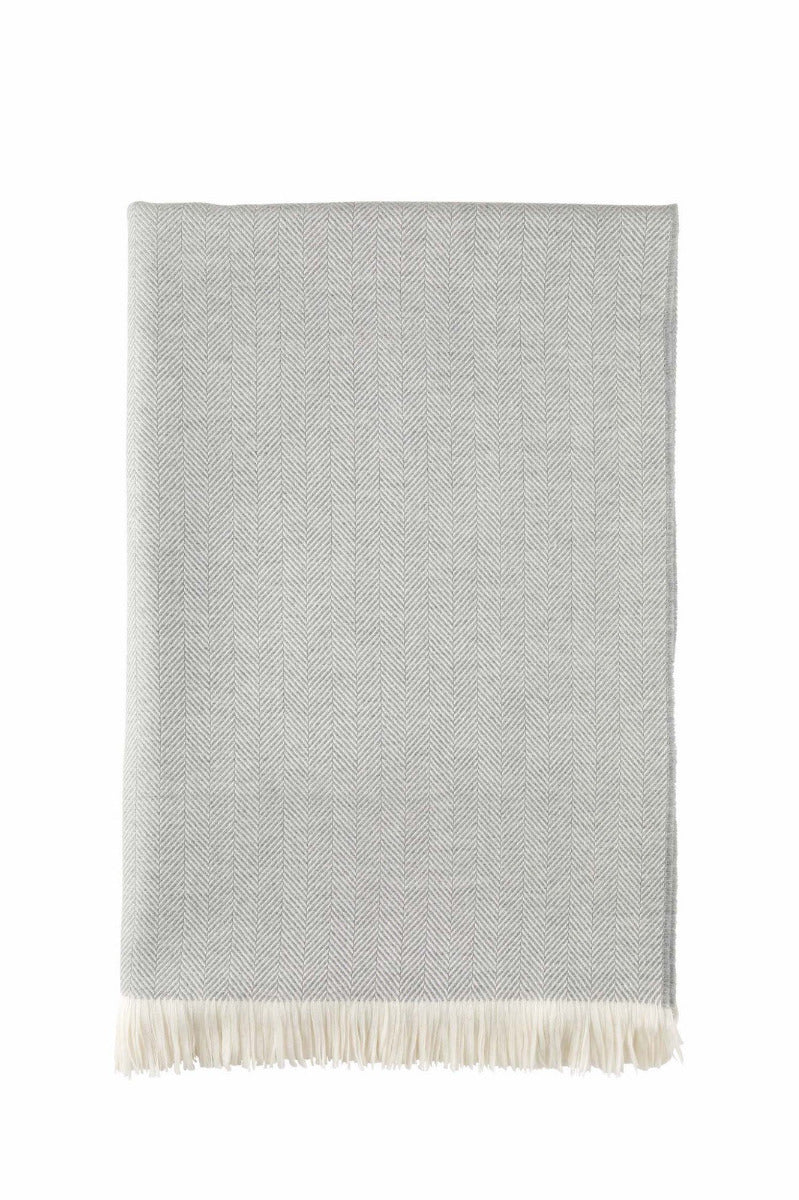 Herringbone Merino Bed Throw Mist | Jasmine Silk