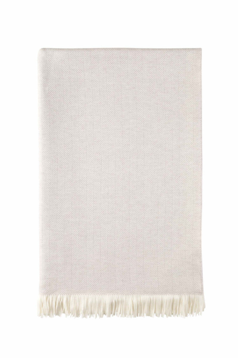 Herringbone Merino Bed Throw Silver Birch | Jasmine Silk